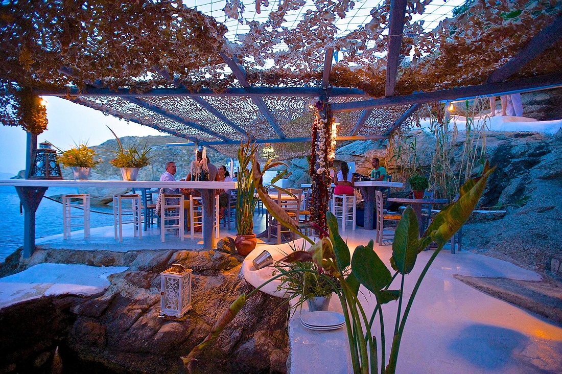 Spilia cave Sea Side Restaurant Mykonos,In the beautiful cave of Agia